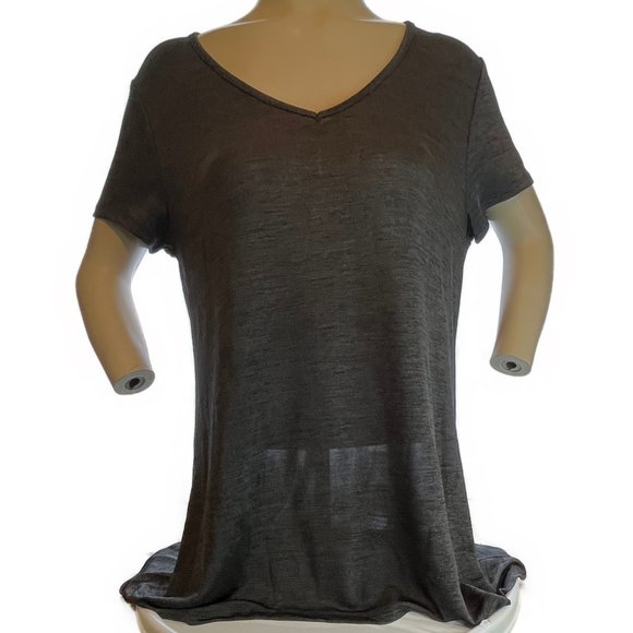 Apt. 9 | Tops | Apt 9 Sheer Dark Gray V Neck Top Nwt Size L | Poshmark